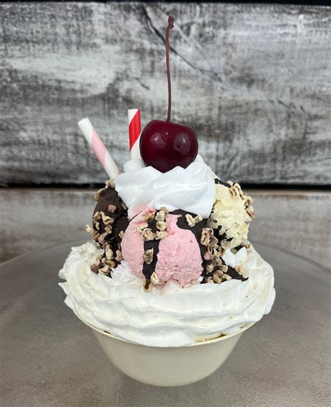 Neapolitan Ice Cream Sundae Fake Ice Cream Cup Tiered Tray Decor