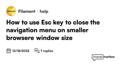 How To Use Esc Key To Close The Navigation Menu On Smaller Browsere