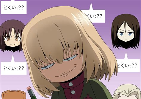 Safebooru 1girl Alina Girls Und Panzer Bangs Black Hair Blonde Hair Blue Eyes Brown Eyes