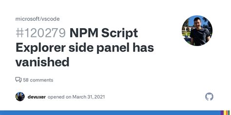 Npm Script Explorer Side Panel Has Vanished · Issue 120279 · Microsoftvscode · Github
