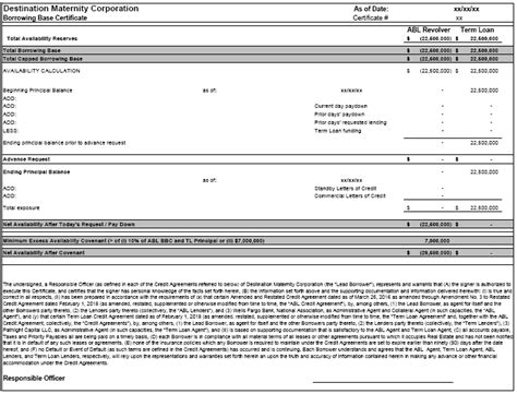 Borrowing Base Certificate Template Best Professionally Designed
