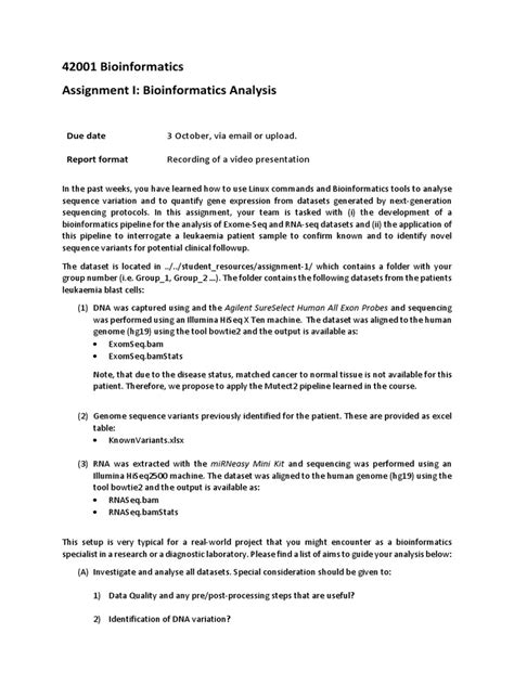 Assignment I Pdf Bioinformatics Single Nucleotide Polymorphism