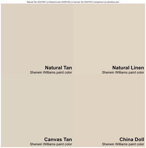 Sherwin Williams Natural Tan Vs Natural Linen Vs Canvas Tan Vs China