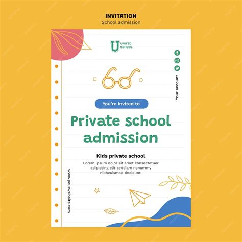 Premium Psd Hand Drawn School Admission Invitation Template