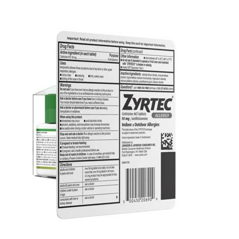 Zyrtec Allergy Original Prescription Strength 10 Mg Tablets