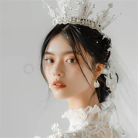 38节数字艺术 一位身着白色礼服的女性戴着王冠人像摄影 Ai人像免费下载png格式2784像素编号69494357 千图网