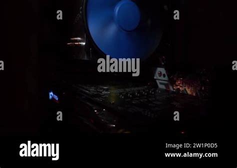 CPU Motherboard Cooling Fan Blades Open System Unit RGB Light During Operation Stock Video