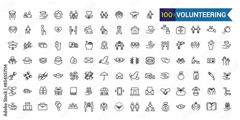 Volunteering Icons Set Outline Set Of Volunteering Icons For Ui Design