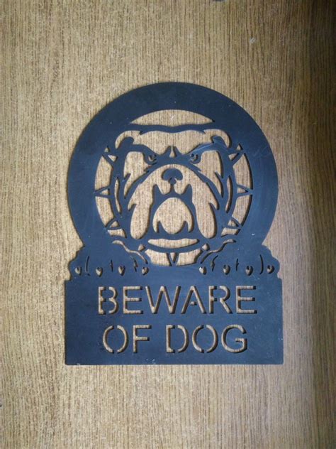 Beware Of Dog Metal Signbeware Of Dogbulldog Etsy