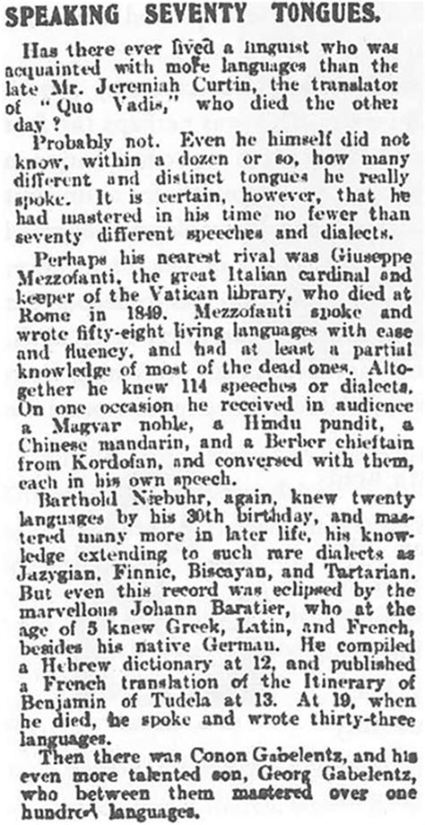 Nineteenth Century Newspaper Clip On Male Hyperpolyglots Erard 2012