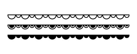 Scalloped Edge Seamless Strokes Set Simple Vector Image