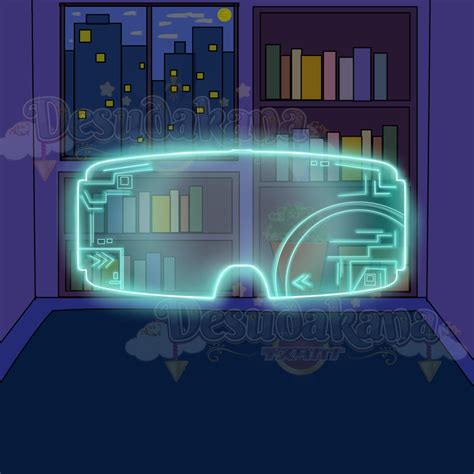 Vtuber Cyberpunk Glasses Asset Cyber Punk Blue Neon Glasses Live2d
