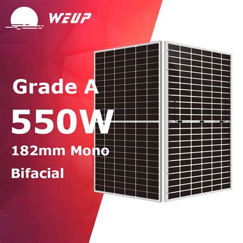 Mono Photovoltaic Bifacial Dual Glass Solar Cells 550w High Efficiency
