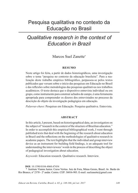 PDF Pesquisa qualitativa no contexto da Educação no Brasil