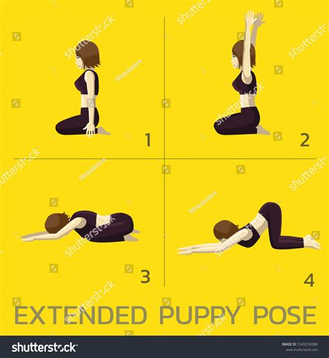 Extended Puppy Pose Yoga Manga Tutorial Stock Vector Royalty Free