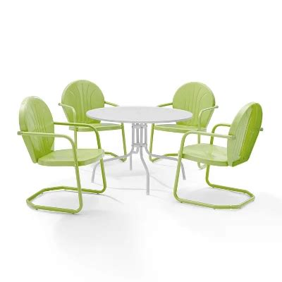 Tulip 5pc Outdoor Dining Set Pink Crosley Retro Style Scalloped