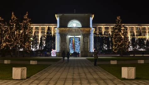 Chisinau Arch Of Triumph Decorated For Winter Holidays Editorial Stock