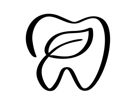 Icône Calligraphique Du Logo De La Dent Et De La Feuille Symbole De