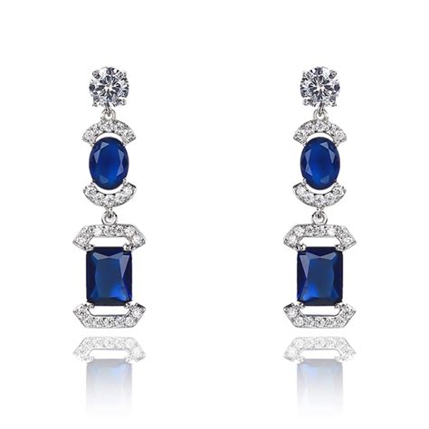 Popular Cubic Zirconia Blue Dangle Earrings