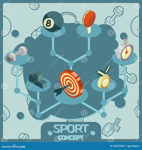 Sport Color Isometric Concept Icons Stock Vector Illustration Of