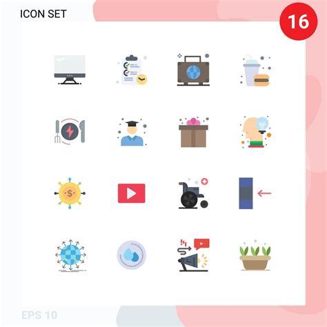 16 Thematic Vector Flat Colors And Editable Symbols Of Food Drink Time