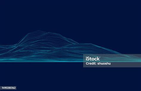 푸른 산 풍경 와이어 프레임 지형 패턴 배경 3차원 형태에 대한 스톡 벡터 아트 및 기타 이미지 3차원 형태 가상현실 개념 Istock