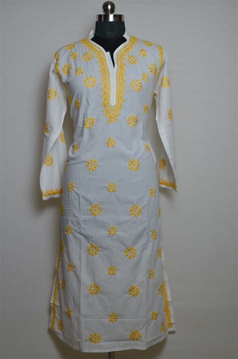 Tvis And Bliss Hand Embroidered White Arvind Cotton Lucknow Chikankari
