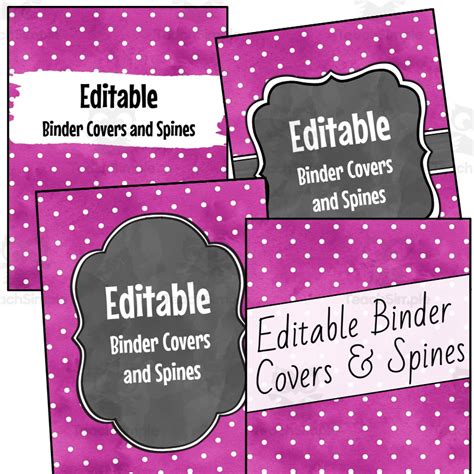 White Dots On Fuchsia Watercolor Binder Covers And Spines By Teach Simple