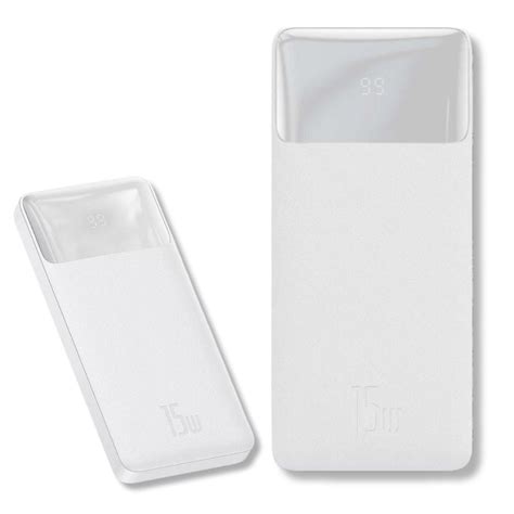 Carregador Portátil Power Bank Turbo 15W Bipow Display 10 000mAh Branco