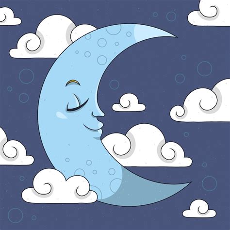 Free Vector Crescent Moon Drawing Illustration