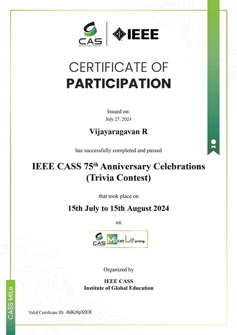 Vijayaragavan R On Linkedin Connections Ieee Cass 75thanniversary Triviacontest