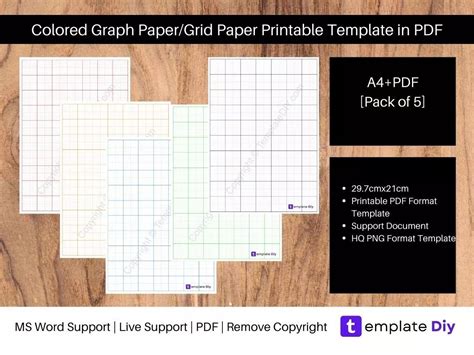 Colored Graph Papergrid Paper Printable Template In Pdf In 2022