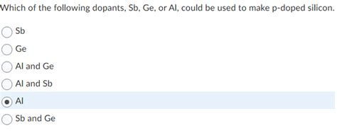Solved Which Of The Following Dopants P Ga Or Sn Could