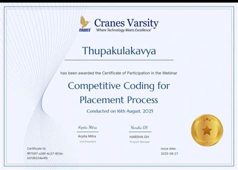 “successfully Completed A Webinar At Cranes Varsity Grateful For The