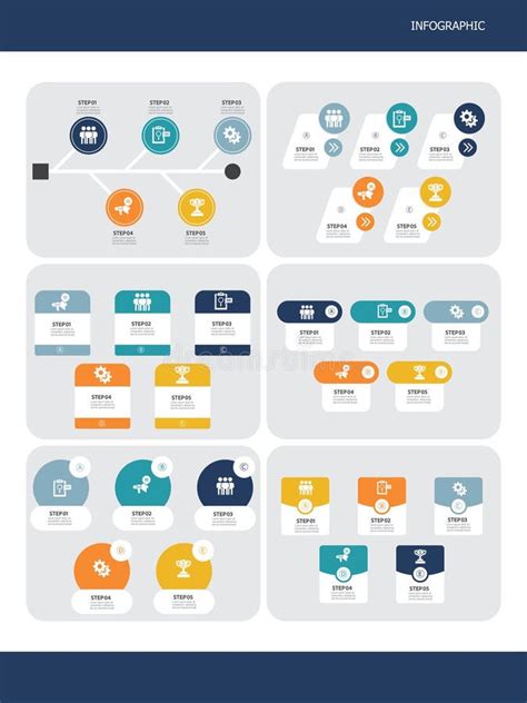 Set Of Simple Flat Infographics Timeline Business Workflow Report Background With Business Stock
