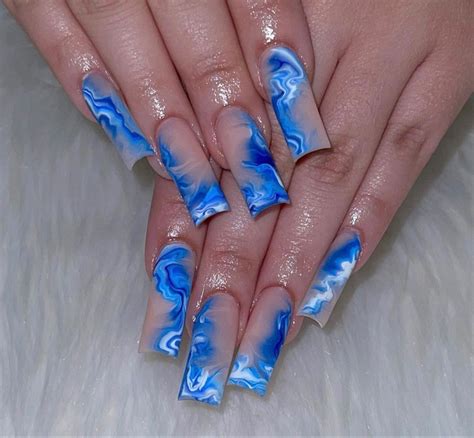 Pin By My World On Favorite Claws Pt Ii Blue Acrylic Nails Long