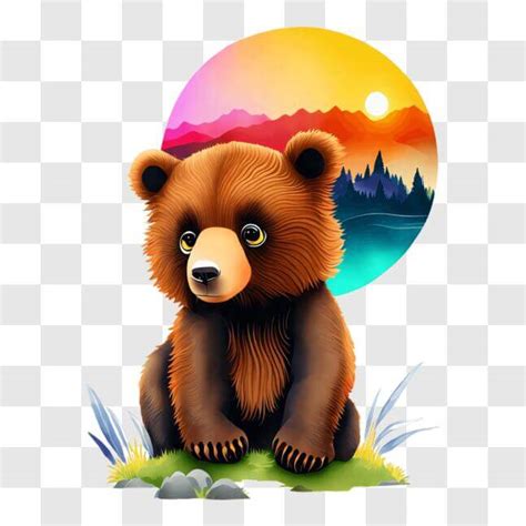 Baixe Urso Marrom Apreciando a Beleza Cênica PNG Creative Fabrica