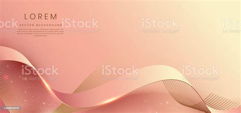 추상 3d 골드 곡선 빨간색 리본 빨간색 배경에 Bll 조명 효과와 텍스트를위한 복사 공간으로 반짝입니다 럭셔리 디자인 스타일