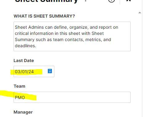 Unable To Populate Sheet Summary Fields Smartsheet Community