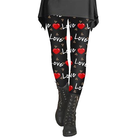 Lroveb High Waisted Stretch Leggings For Women Womens Heart Printed