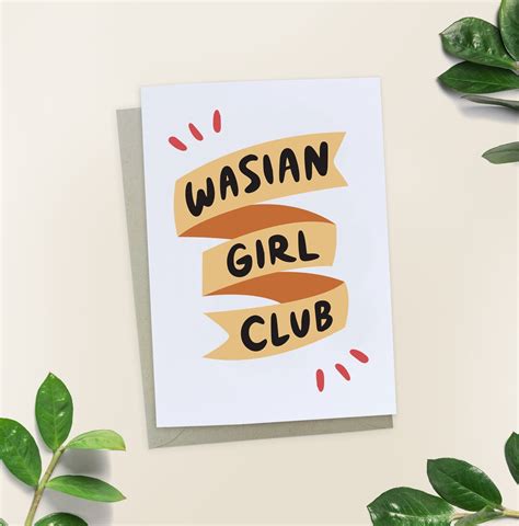 Wasian Girl Club Greeting Card Cute Aapi Illustrated Greeting Card