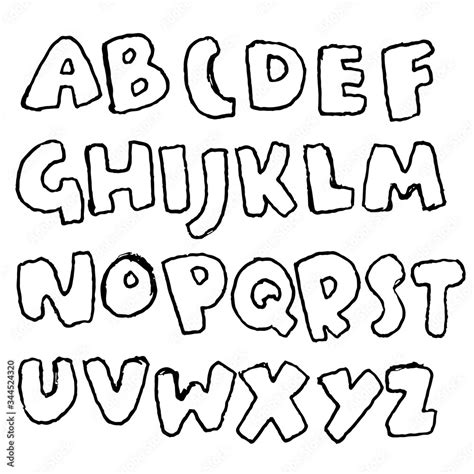 Handdrawn Pen Contours Bold Font Modern Grunge Lettering Vector