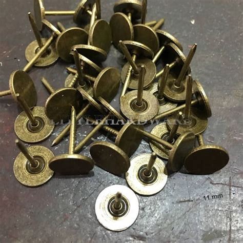 Antique Brass Finish Upholstery Tacks 716 Inch Round Head Etsy
