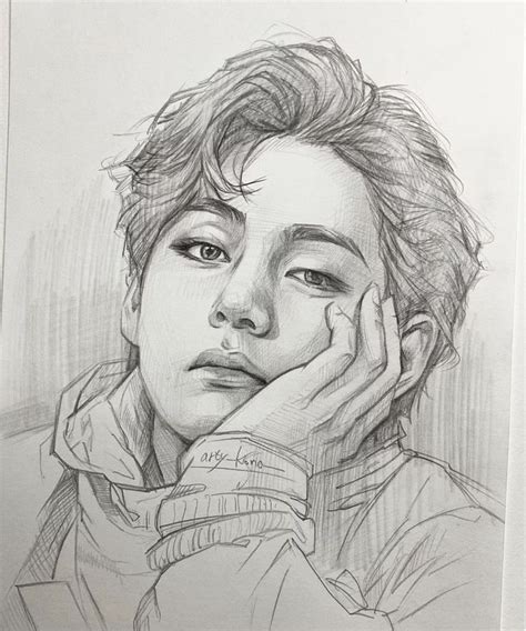 Kim Taehyung Kpop Drawings Portraiture Drawing Pencil Sketch Images