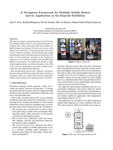 Pdf A Navigation Framework For Multiple Mobile Robots And Its Application At The Expo02