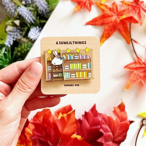 Moving Bookshelf Interactive Slider Enamel Pin Bookworm Books Pn80 Etsy