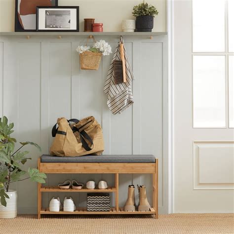Schuhbank Mit Sitzfläche Und Schubladen Sitzbank Natur Bambus Maisons