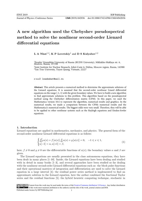 Pdf A New Algorithm Used The Chebyshev Pseudospectral Method To Solve The Nonlinear Second