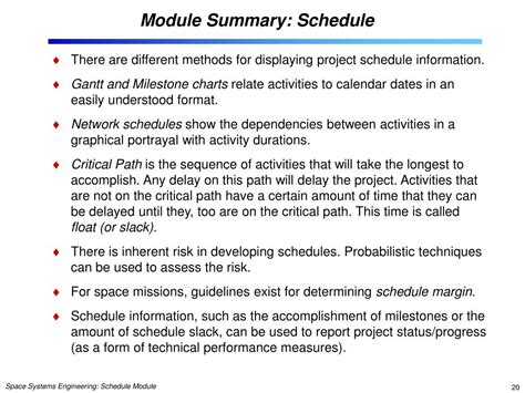 Ppt Schedule Module Space Systems Engineering Version 10 Powerpoint