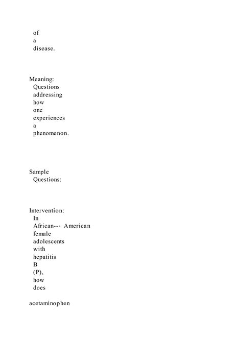 Adapted From The PICOT Questions Template Ellen Fineout Overh DOCX